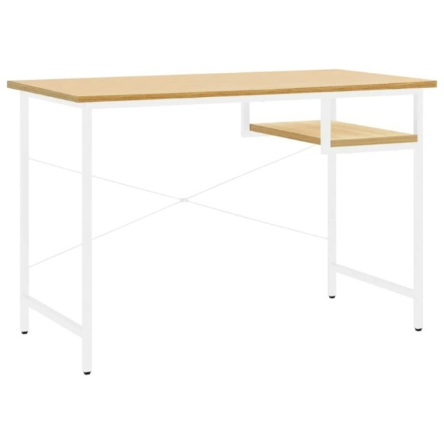 Computer Desk White And Light Oak 105X55X72 Cm Mdf And Metal by Tesco ...