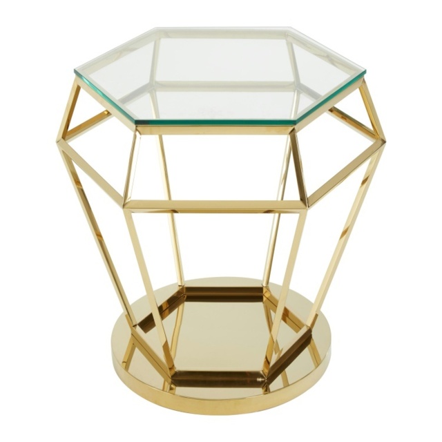 Interiors By Premier Sturdy Large Gold Finish Diamond End Table ...