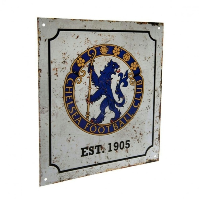 Chelsea Fc Official Retro Logo Sign - White - One Size by Tesco ...