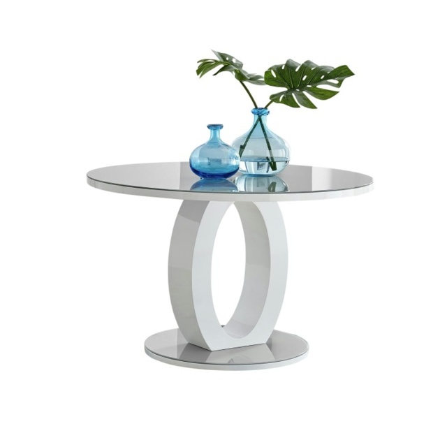 Furniturebox Giovani Grey White High Gloss And Glass Large Round Dining ...