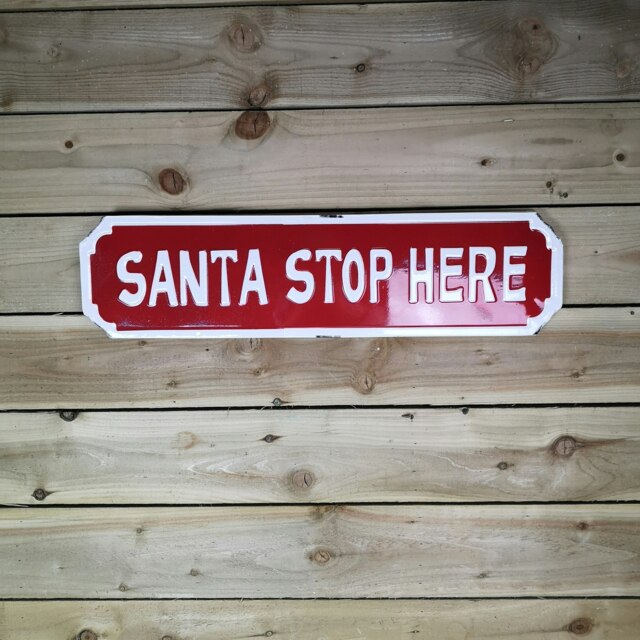 Festive 71cm outdoor metal santa stop here sign by Tesco - Marketplace ...