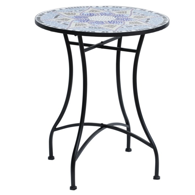 Outsunny Garden Table, Mosaic Round Patio Side Table With Ceramic Top ...