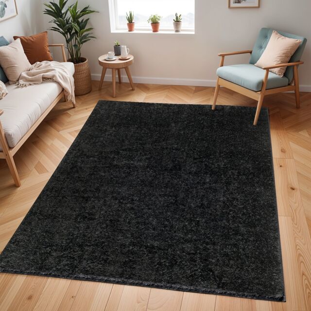 LIVABLISS Cloudy Shaggy-Solid Color Plush Soft Pile Rug 140 x 200 cm ...