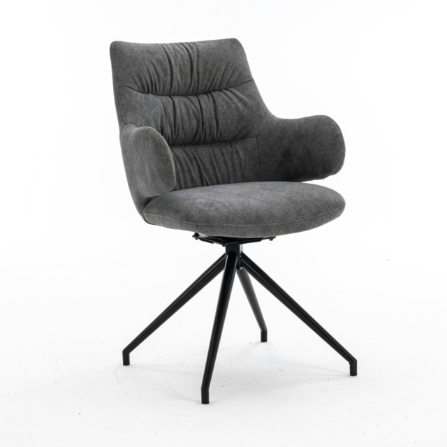 Set Of 8 Eva Modern Velvet Dining Chair Swivel Padded Seat With High ...