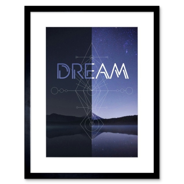 "Dream Dark Light Balance Symmetry Design Lake Landscape 9X7"" Black ...