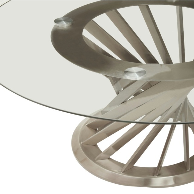 Interiors By Premier Clear Glass Top & Silver Hourglass Base Dining ...