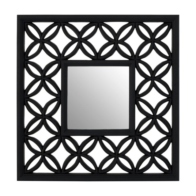 Indus Square Black Lattice Frame Wall Mirror Black by Tesco ...