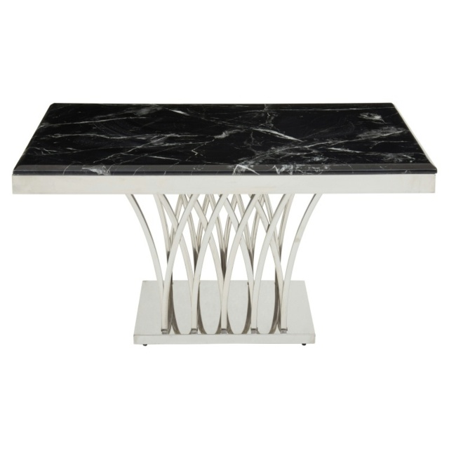 Interiors By Premier Intricate Black Marble And Silver Coffee Table, Decorative Accent Table ...