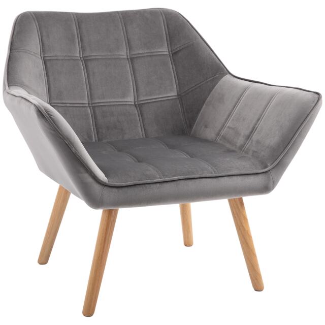 HOMCOM Armchair Accent Chair, Vanity Chair with Wide Arms, Slanted Back ...