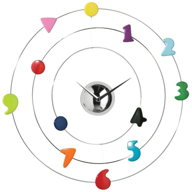 Interiors By Premier Romero Multi Coloured Numbers Chrome Wall Clock by ...