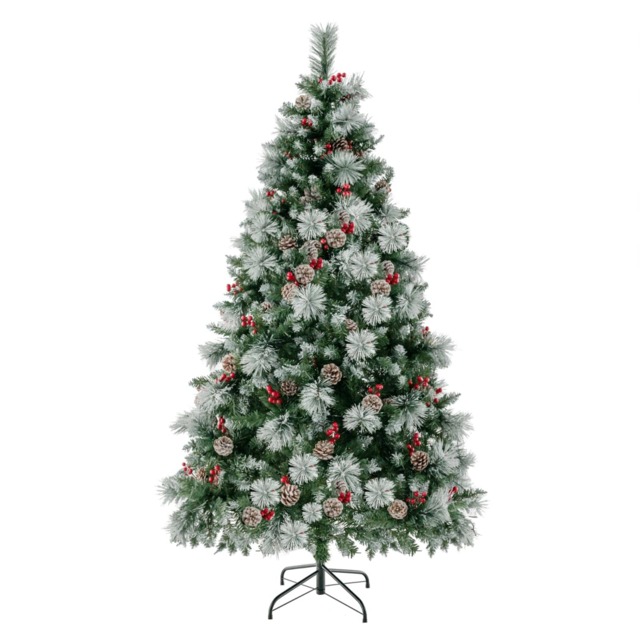 Costway 7ft pre-lit christmas tree hinged artificial xmas tree with 400 ...