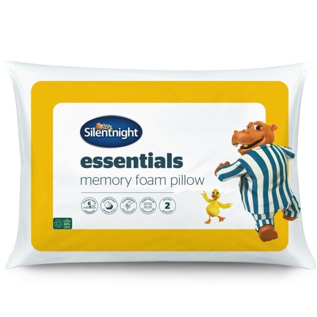 Silentnight Essentials Memory Foam Core Bed Pillows, 2 Pack White by ...