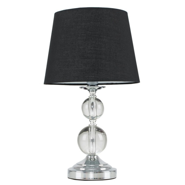 Valuelights Gatto Silver Touch Table Lamp Black Tapered Shade by Tesco ...
