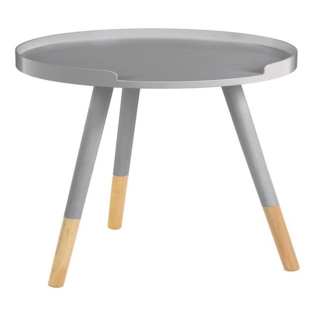 Interiors By Premier Grey And Natural Round Side Table, Wooden Side ...