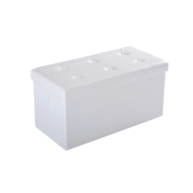 Homcom Storage Ottoman Tool Box Faux Leather Folding Bench, White by ...