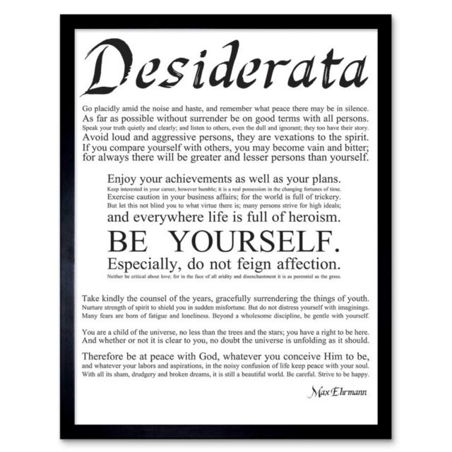 Desiderata Ehrmann Go Placidly Amid Yourself Quote Framed Wall Art ...