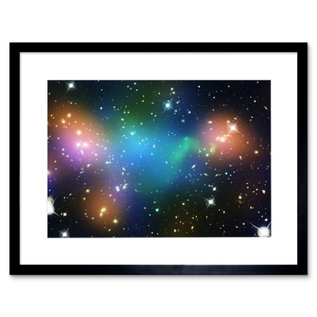 "Nasa Hubble Space Galaxy Cluster Abell 520 9X7"" Black Framed Wall Art ...