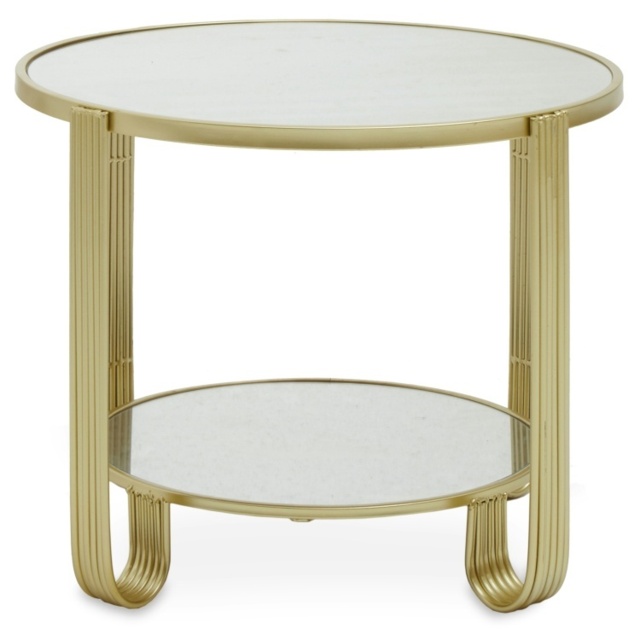 Interiors By Premier Modern Design Round Mirrored Top Gold Frame Table ...