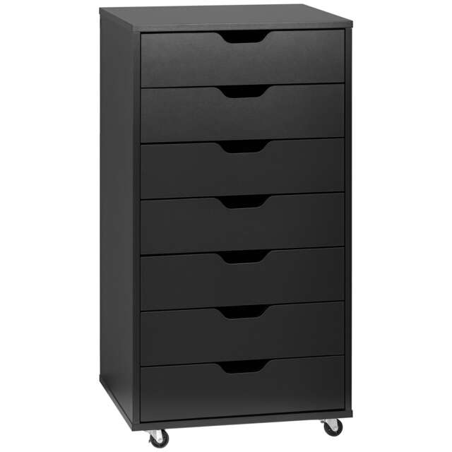 Vinsetto Mobile Filing Cabinet, 7-drawer File Cabinet with Wheels ...