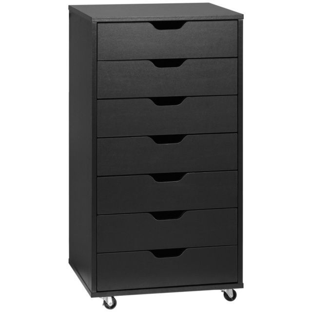 Vinsetto Mobile Filing Cabinet, 7-Drawer File Cabinet Black by Tesco ...
