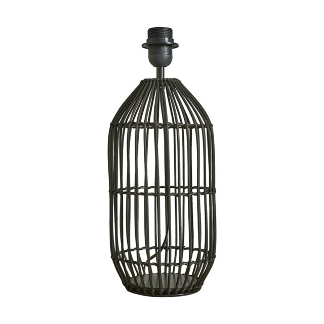 Valuelights Contemporary Large Matt Black Rattan Cylinder Table Lamp ...