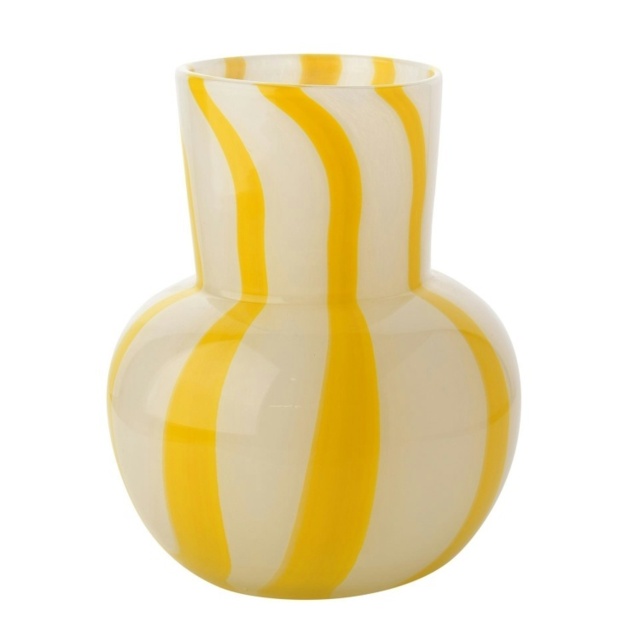 Hestia Striped Glass Vase - Yellow by Tesco - Marketplace | ufurnish.com