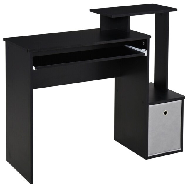 Homcom Computer Desk With Sliding Keyboard Tray Storage Drawer Black by ...
