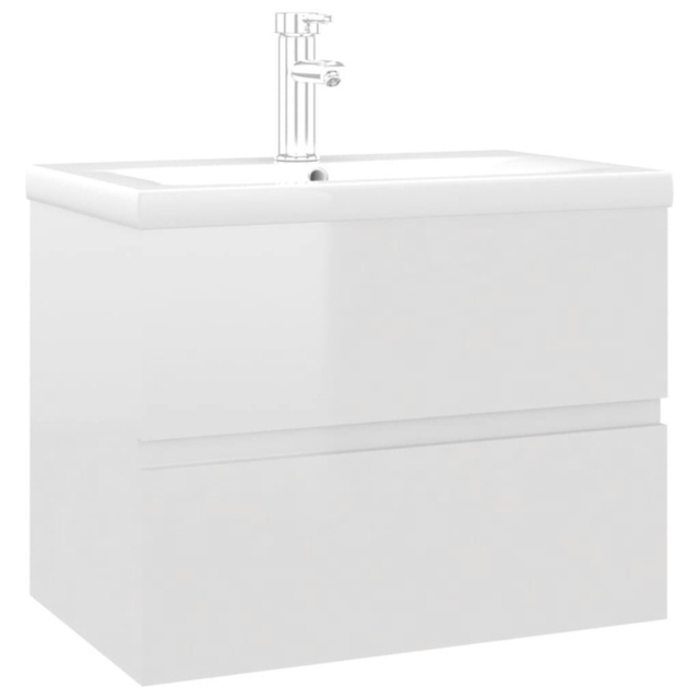 Sink Cabinet With Built-In Basin High Gloss White Engineered Wood by ...