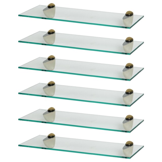 Harbour housewares 6x floating glass shelves - 50cm - gold brackets ...