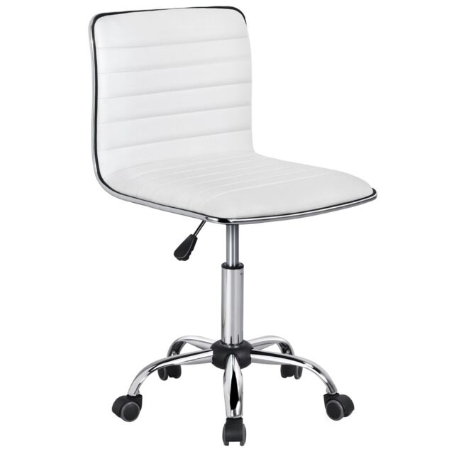 Yaheetech pu leather low back armless desk chair white by Tesco ...