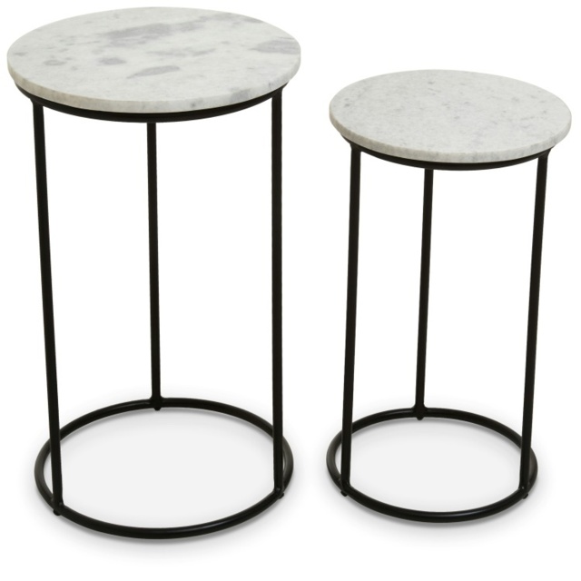 Interiors By Premier Nest Of 2 Natural Marble Top Side Tables Set ...
