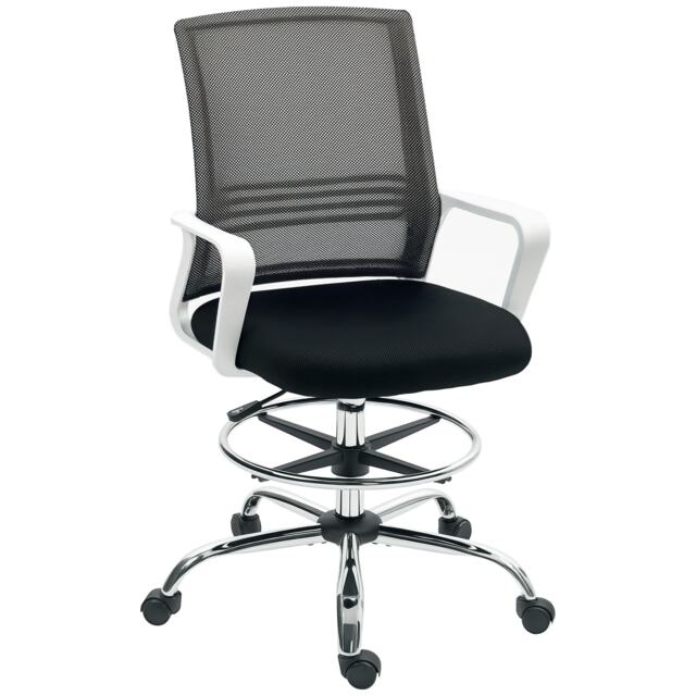 Homcom draughtsman chair, mesh ergonomic drafting chair, black black by ...