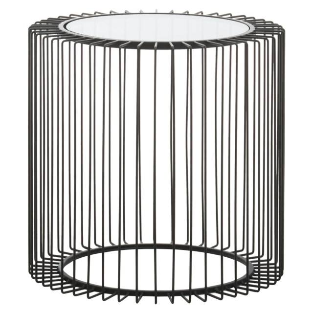 Interiors By Premier Modern Round Side Table, Metal Frame & Glass Top ...