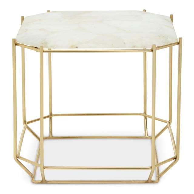 Interiors By Premier Marble Top White Side Table, Open Design Frame ...