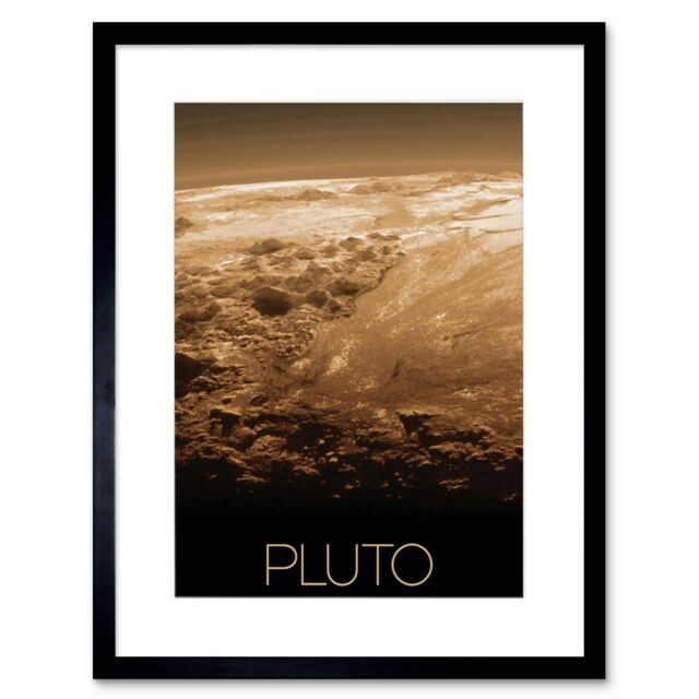 "Nasa our solar system pluto new horizons surface image 9x7"" black ...