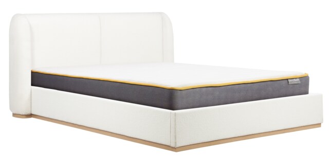 5ft King Size Chunky White Soft Boucle Teddy Fabric Upholstered Bed ...