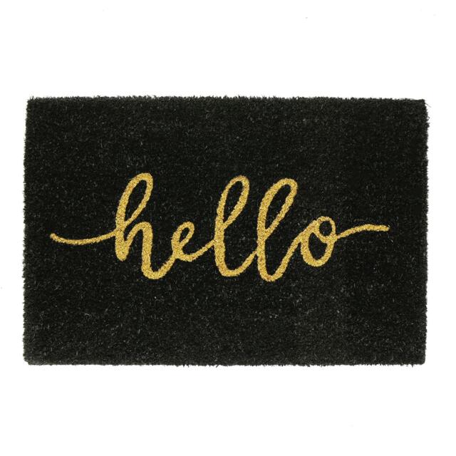 Nicola Spring Coir Door Mat - 60 x 40cm - Hello Black by Tesco ...
