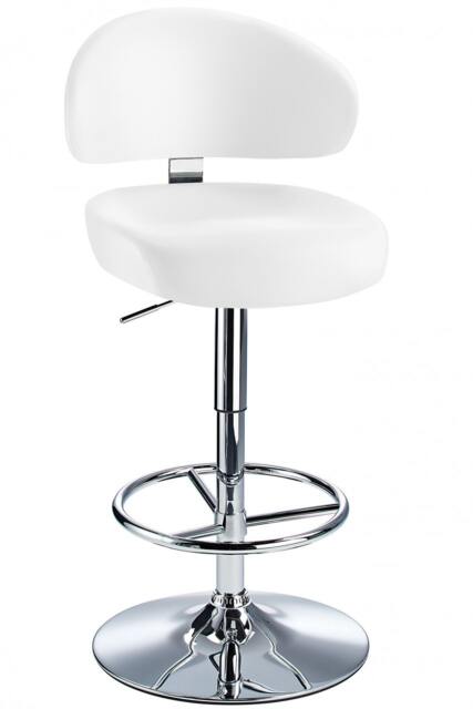 Jamaica height adjustable bar stool - white faux leather. white by ...