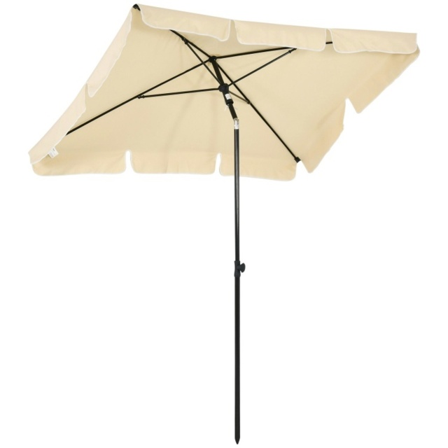 Outsunny Sun Umbrella Parasol Patio Rectangular 2M X 1.3M Beige by ...