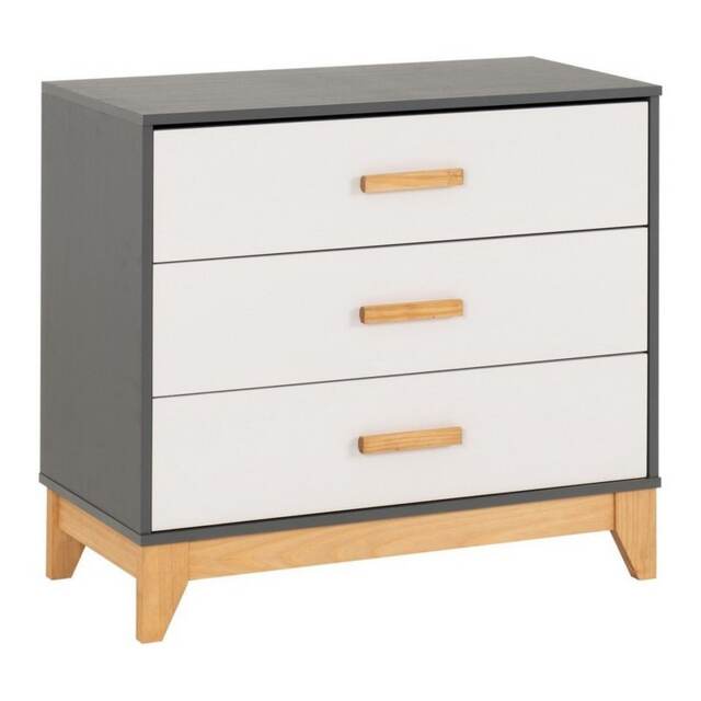 Cleveland 3 drawer chest - l40 x w80 x h73 cm - white/grey metal effect ...