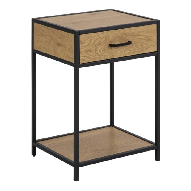 Seaford Bedside Table With 1 Drawer In Black & Oak by Tesco ...
