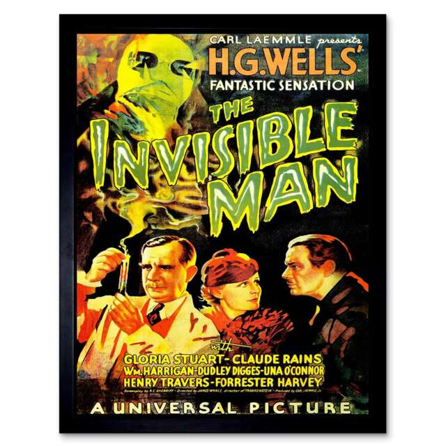 Movie Film Invisible Man Hg Wells Classic Horror Sci Fi USA Framed Wall ...