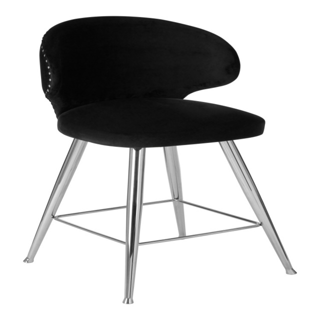 Interiors By Premier Black Bar Chair Stool With Curved Back, Kitchen ...