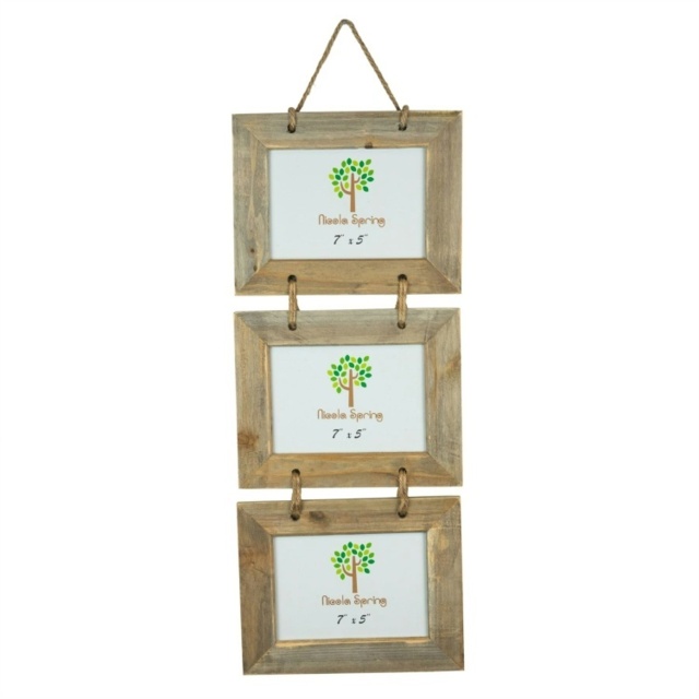 Nicola Spring Rustic Wooden Hanging 3 Photo Frame - 7 X 5''- Natural by ...