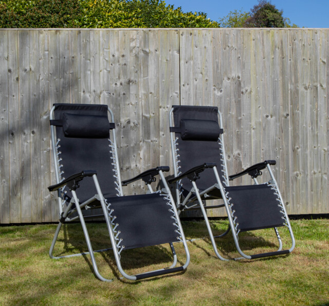 Pair of Multi Position Garden Gravity Relaxer Chair / Sun Lounger ...