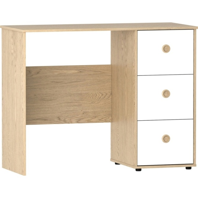 Junior Vida Neptune 3 Drawer Desk Computer Desk Home Workstation, White ...