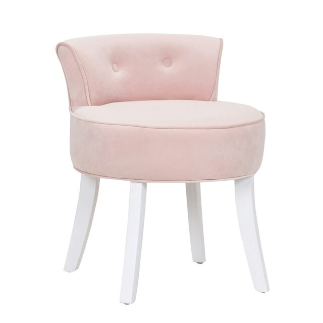 Living and Home Velvet Soft Seat Low Back Vanity Stool - Light Pink by ...