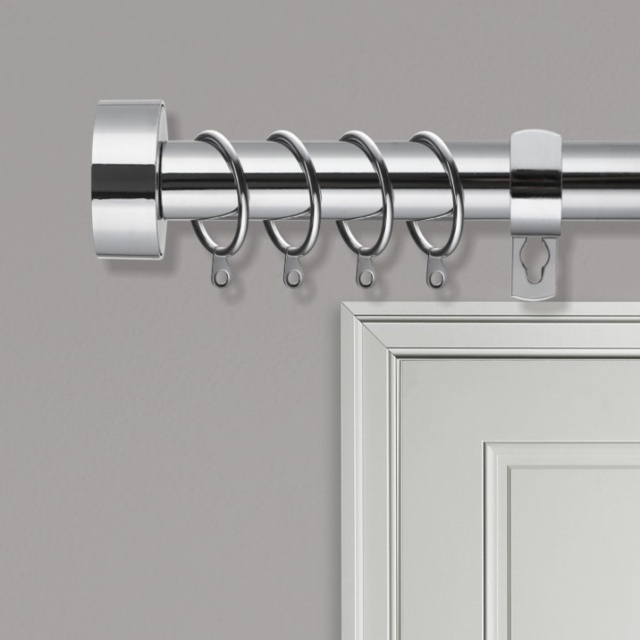 Extendable Curtain Pole Flat Curtain Rail Pole Set Includes Rings ...