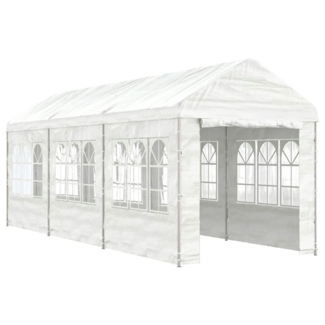 Gazebo With Roof White 6.69X2.28X2.69 M Polyethylene by Tesco ...