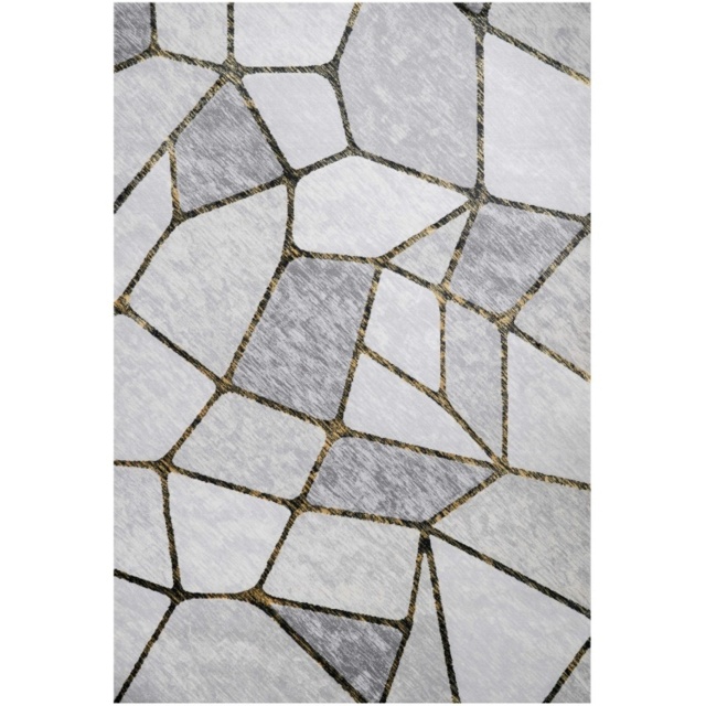 Kukoon Grey Gold Abstract Marble Modern Living Room Area Rug 60Cm X ...